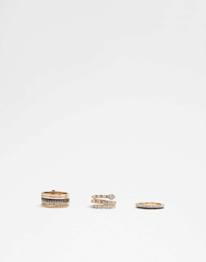 Aldo Women's Gold Rings With black Detail In Multipack Acoindra (Black ...